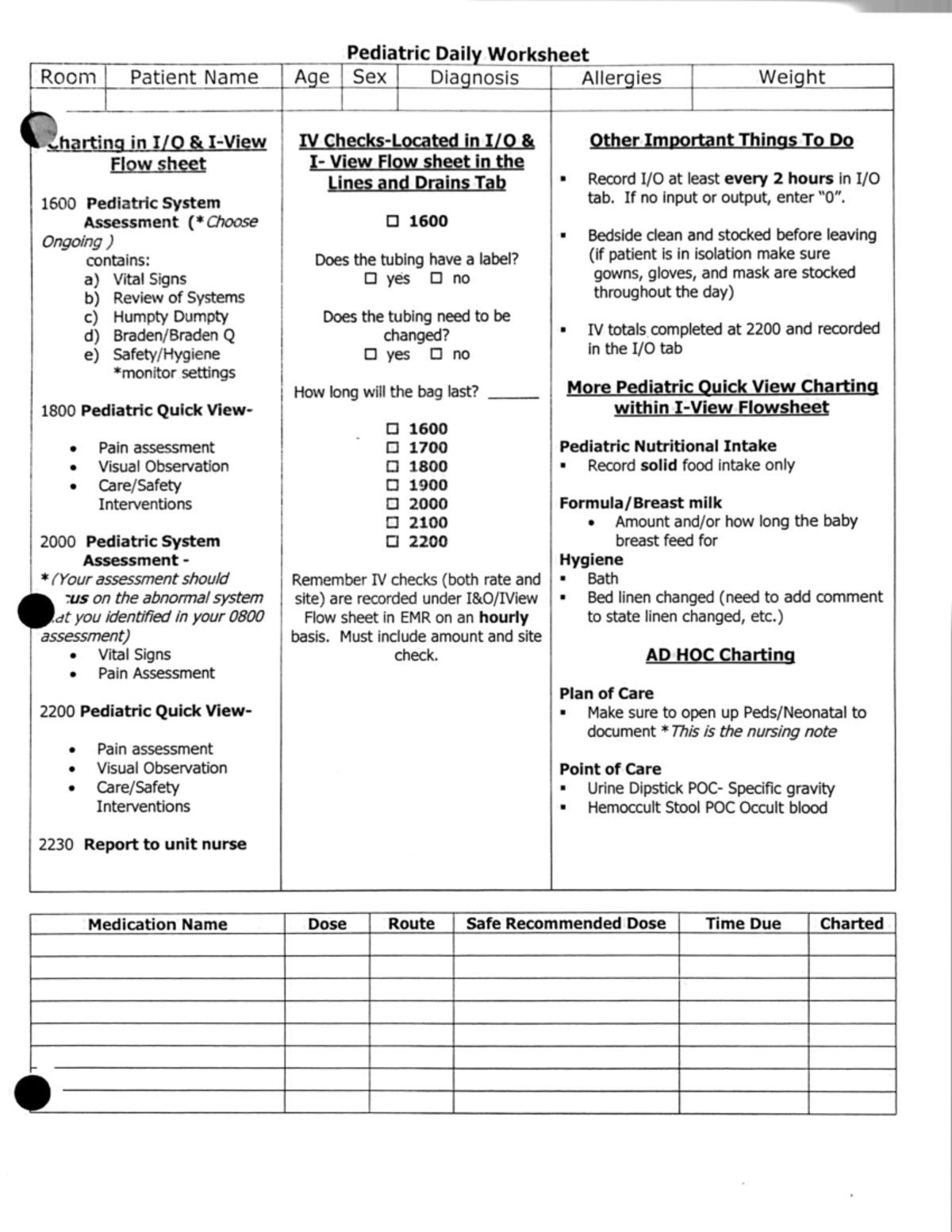 Nur2510 clinical nursing brain sheet for clinical Worksheet 2 ...