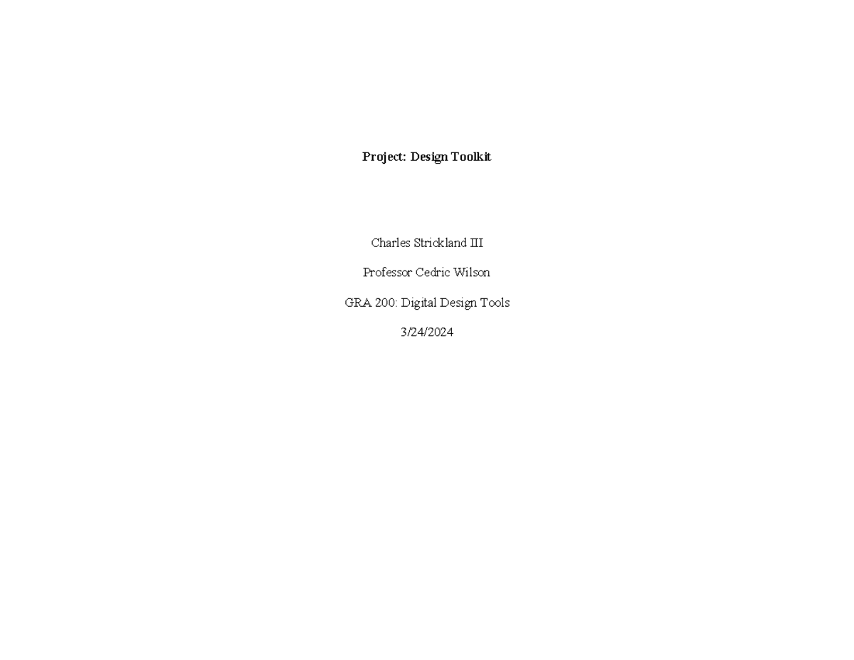 Charles Project Template - Project: Design Toolkit Charles Strickland ...