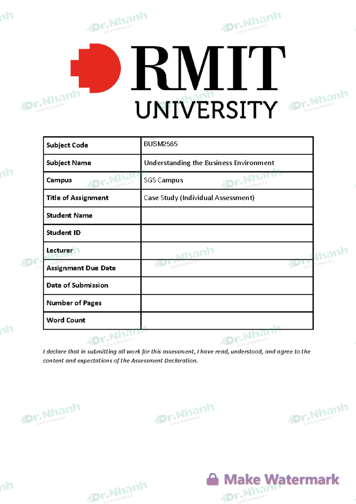 Assignment-1 Understanding the Business Environment RMIT Dr Nhanh ...