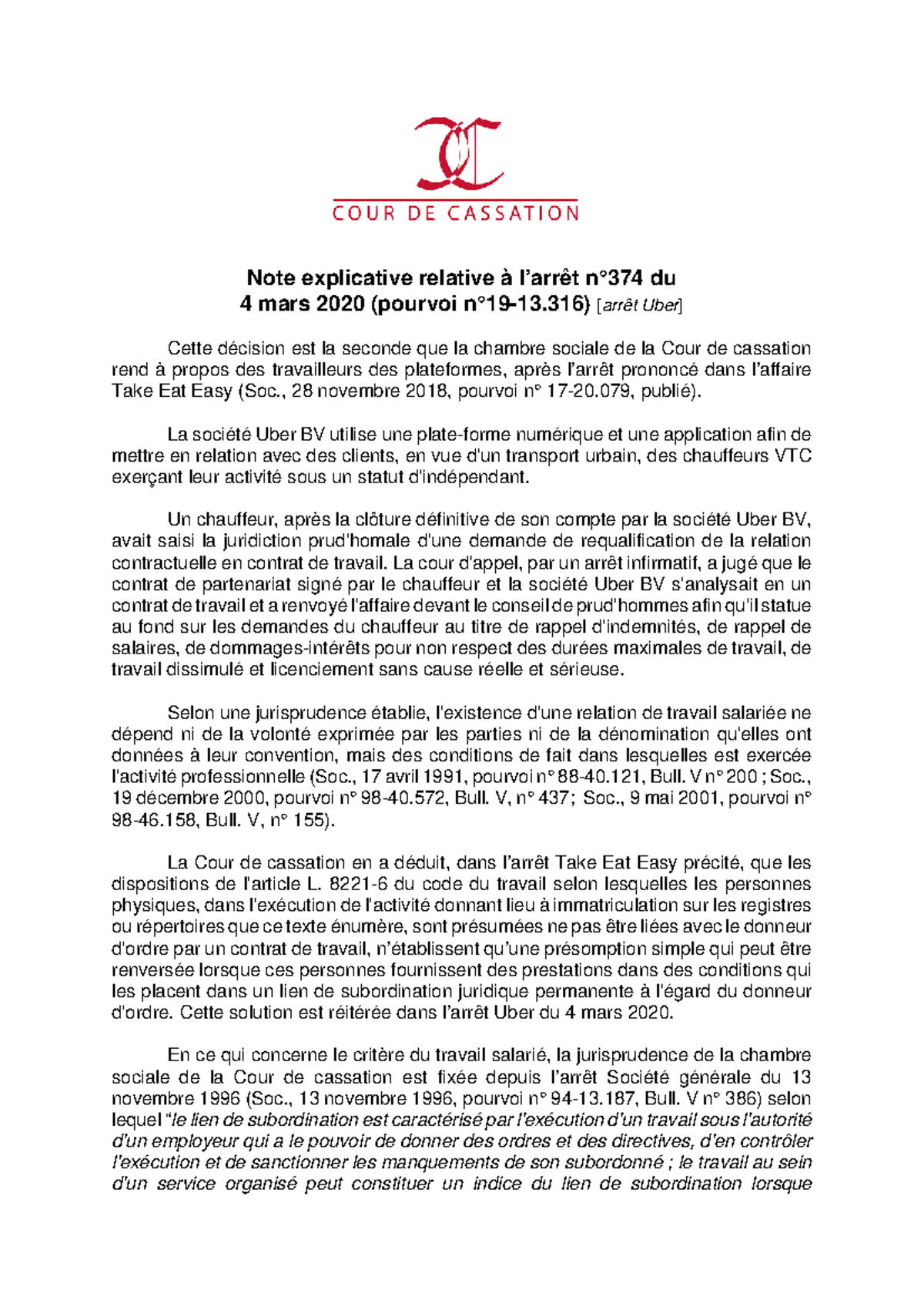 Notice-explicative-de-la-Cour-de-cassation n°1 - Note explicative ...