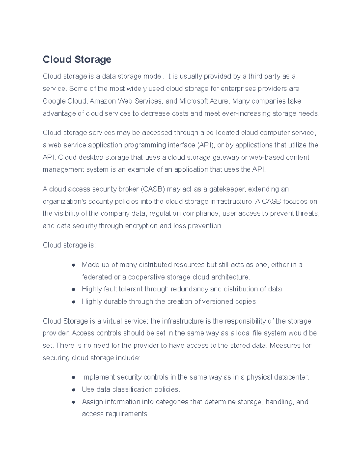 9.4.5 Cloud Storage Security Facts - Cloud Storage Cloud storage is a ...
