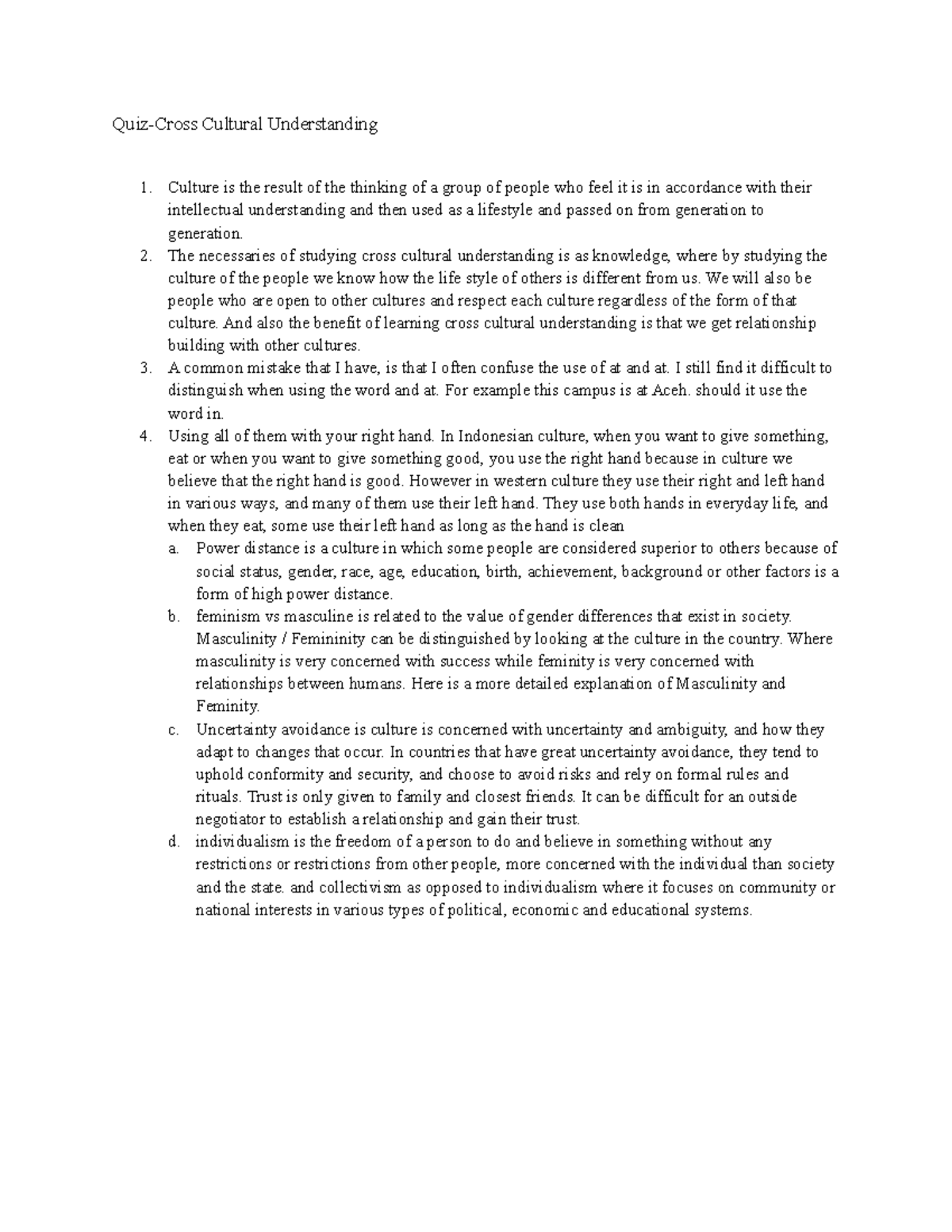 Quiz Cross Cultural Understanding - Quiz-Cross Cultural Understanding ...