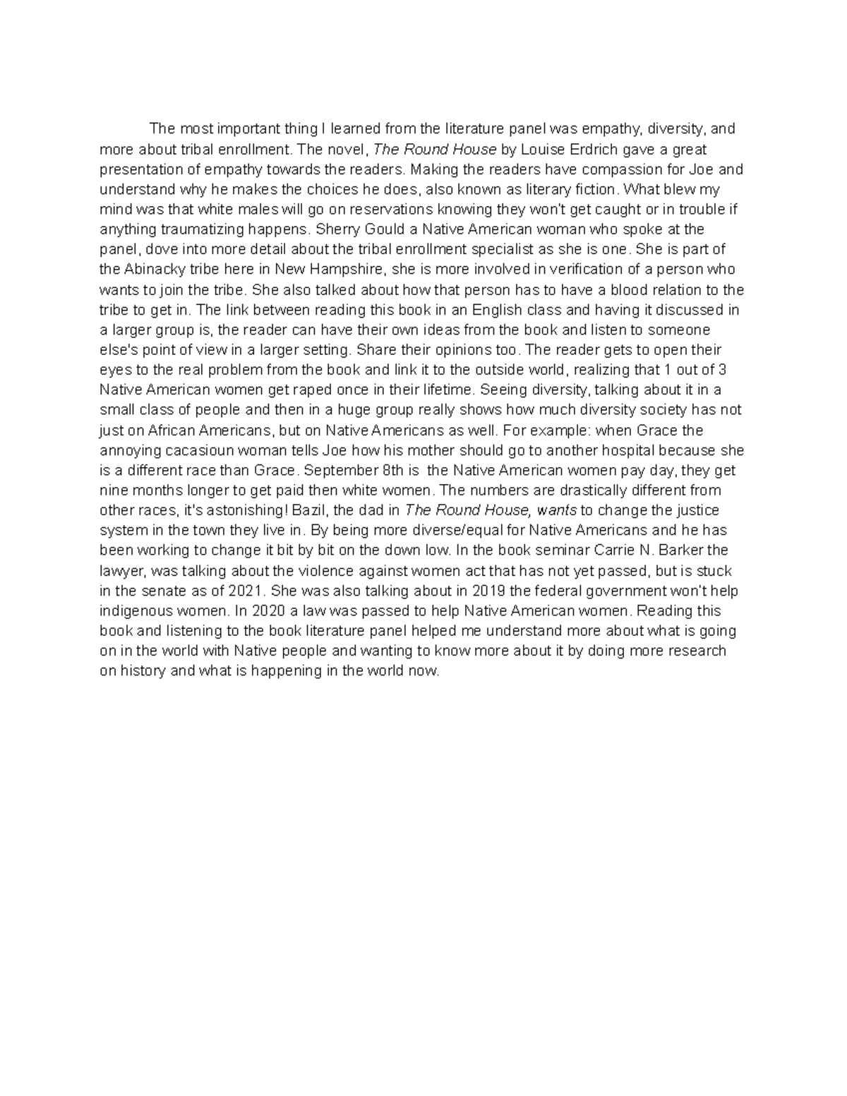 Literature panel - Lecture notes - The most important thing I learned ...