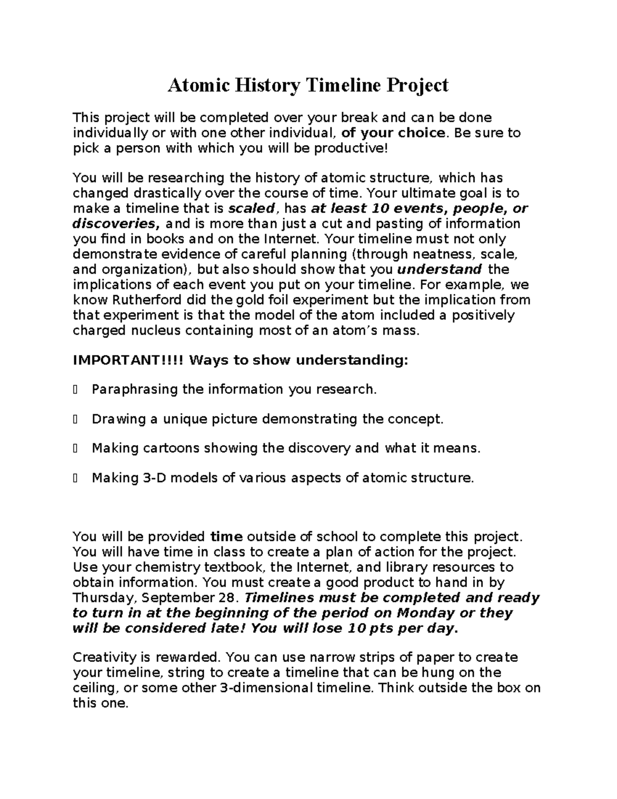 Atomic History Timeline Project - Be sure to pick a person with which ...
