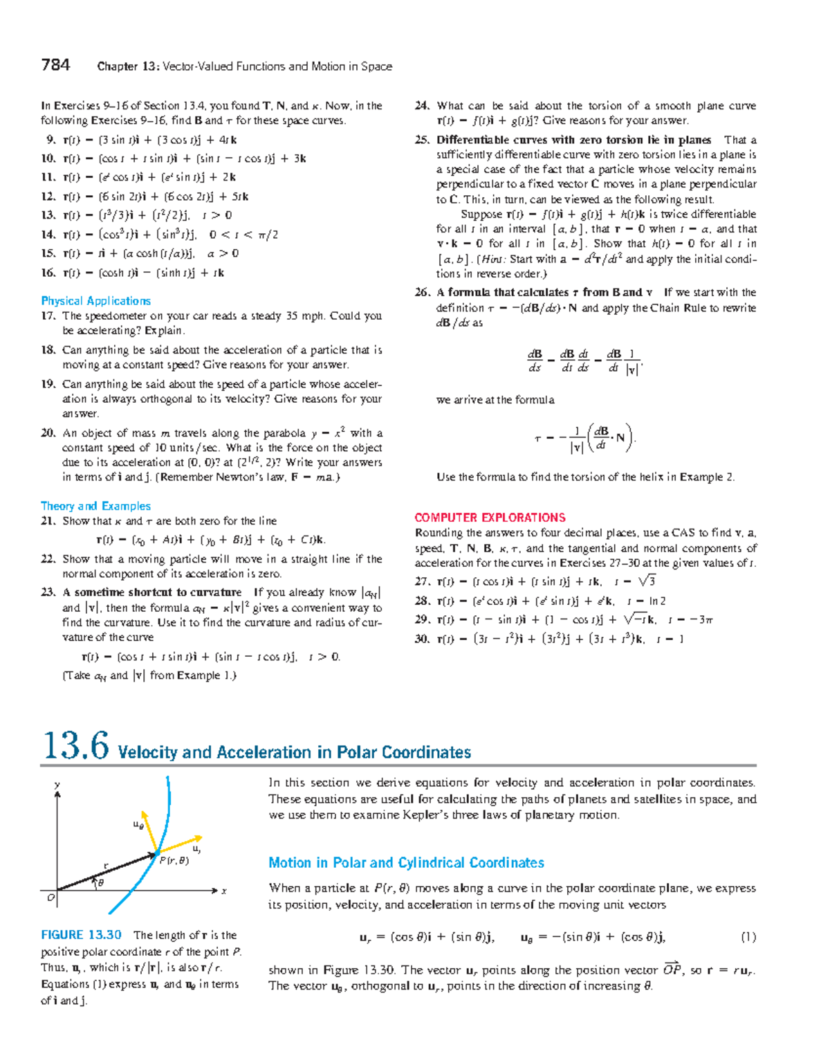 Math ch13-6 - math work - 784 Chapter 13: Vector-Valued Functions and Motion in Space In ...