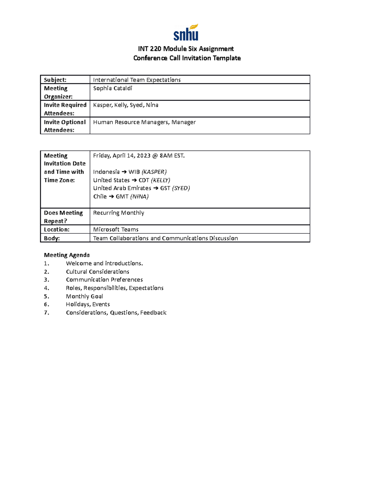 INT 220 Conference Call Invitation Template - INT 220 Module Six ...