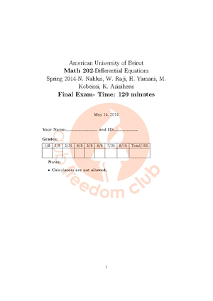 Spring 2017 - math 202 summaries yalaaaa!!!! - Mathematics - Studocu