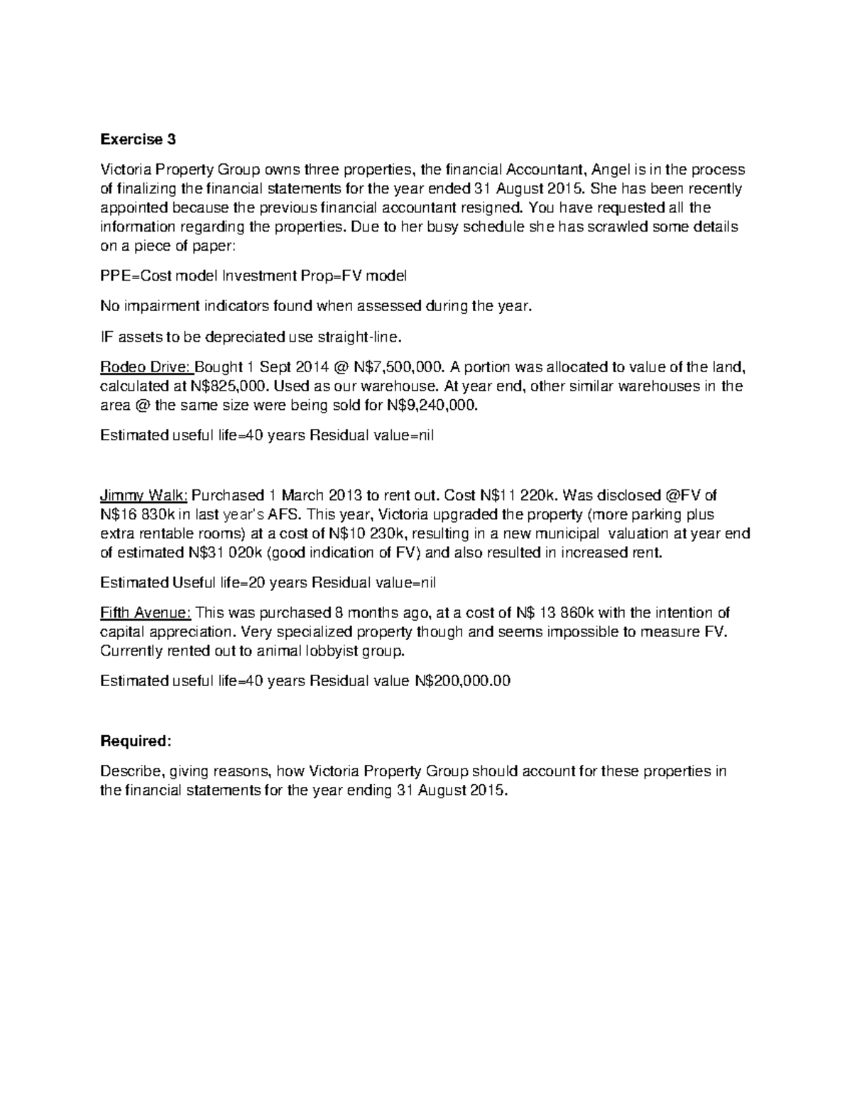 Tutorial 3 - Victoria Property group - Exercise 3 Victoria Property ...