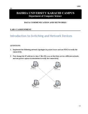 DCN Course Outline - Summary Data Communication and Networking - Bahria ...