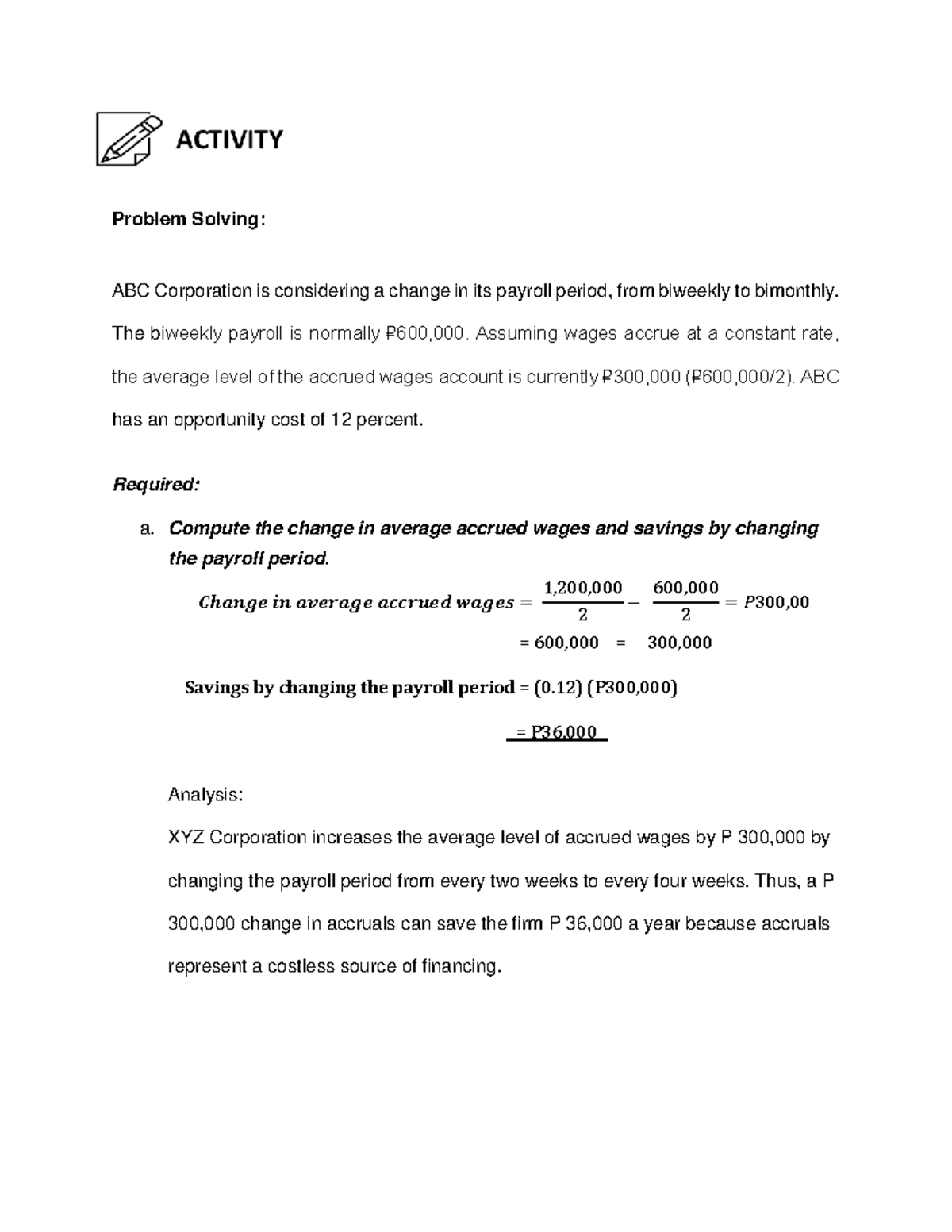 Financial Management M3 Lesson 4 Activity - USeP - Studocu