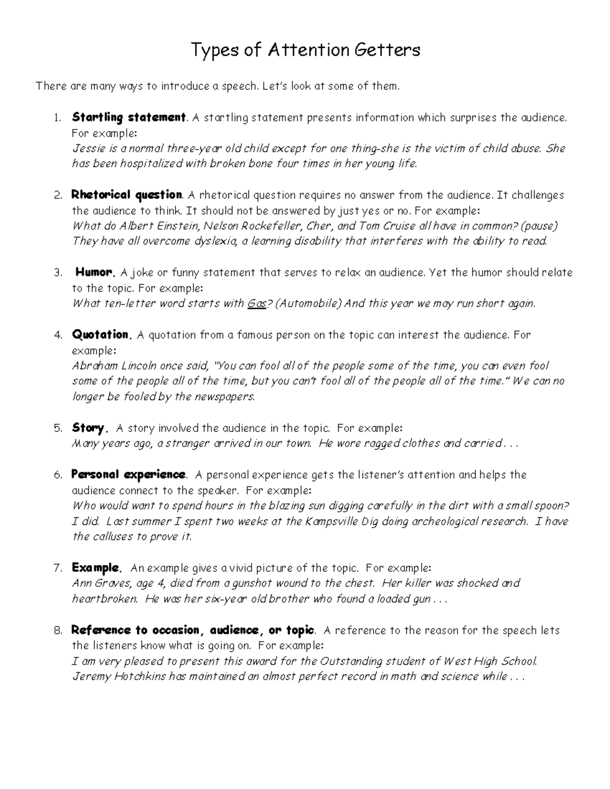 Types Of Attention Getters 2020 ELC Office Management And