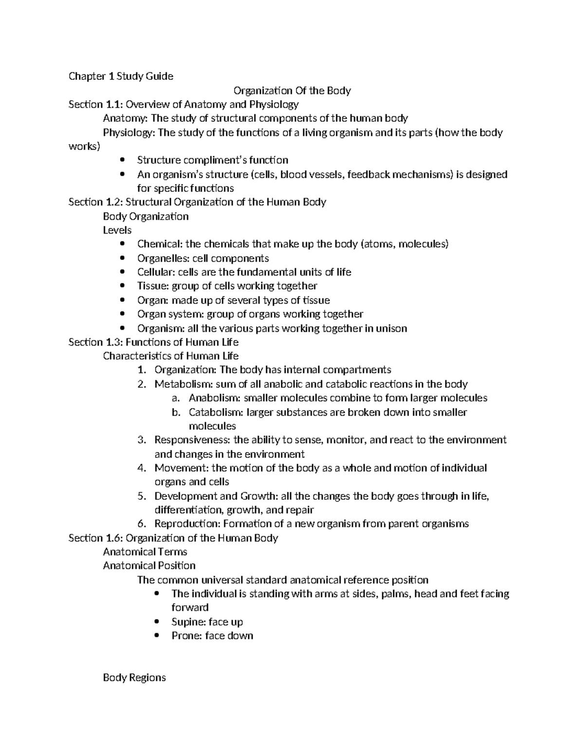 Unit 1 Study Guide - lecture notes - Chapter 1 Study Guide Organization ...