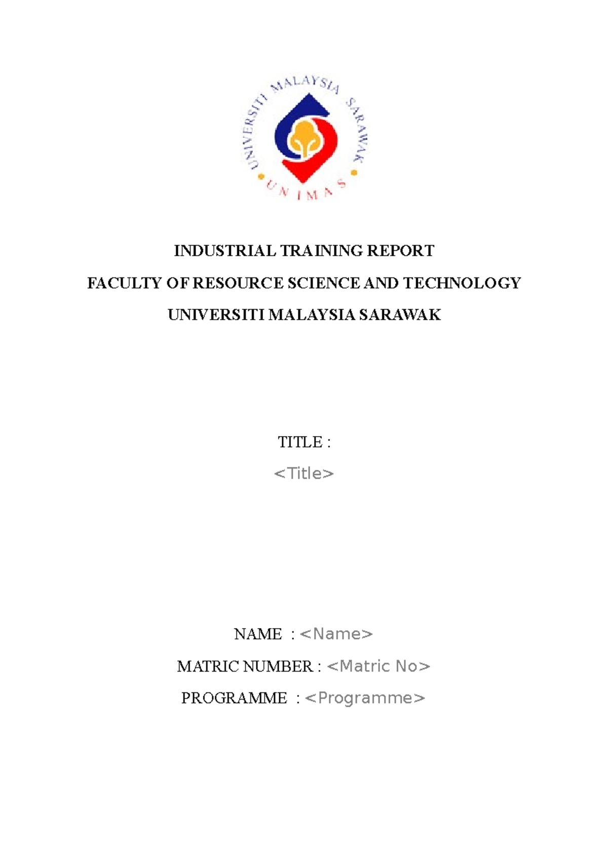 Template Report - internship - INDUSTRIAL TRAINING REPORT FACULTY OF ...