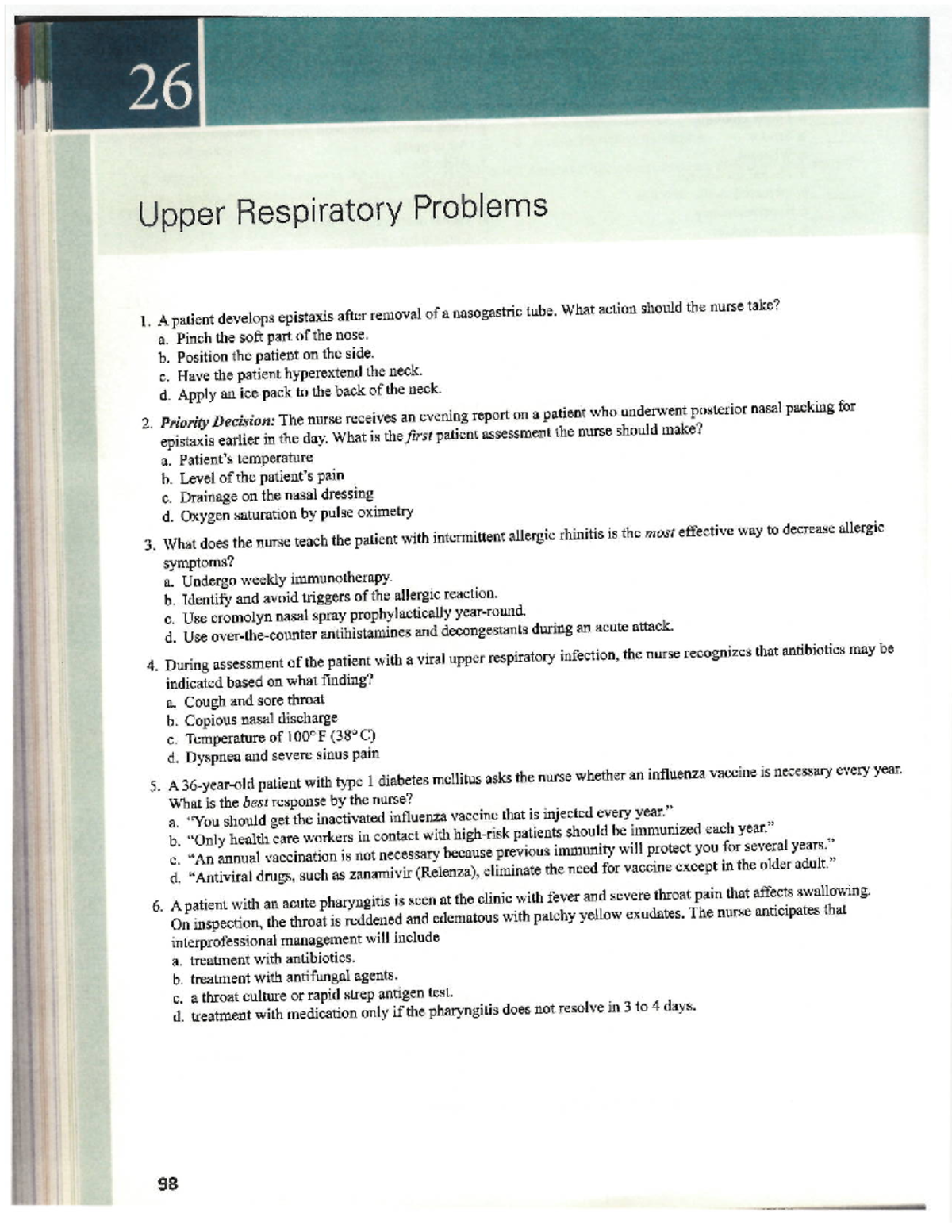 SACN N401 Upper Respiratory Problems - 26 Upper Respiratory Problems 1 ...