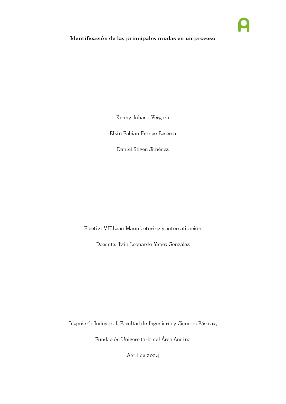 Actividad 1 Lean Manufacturing - Identificación de las principales ...
