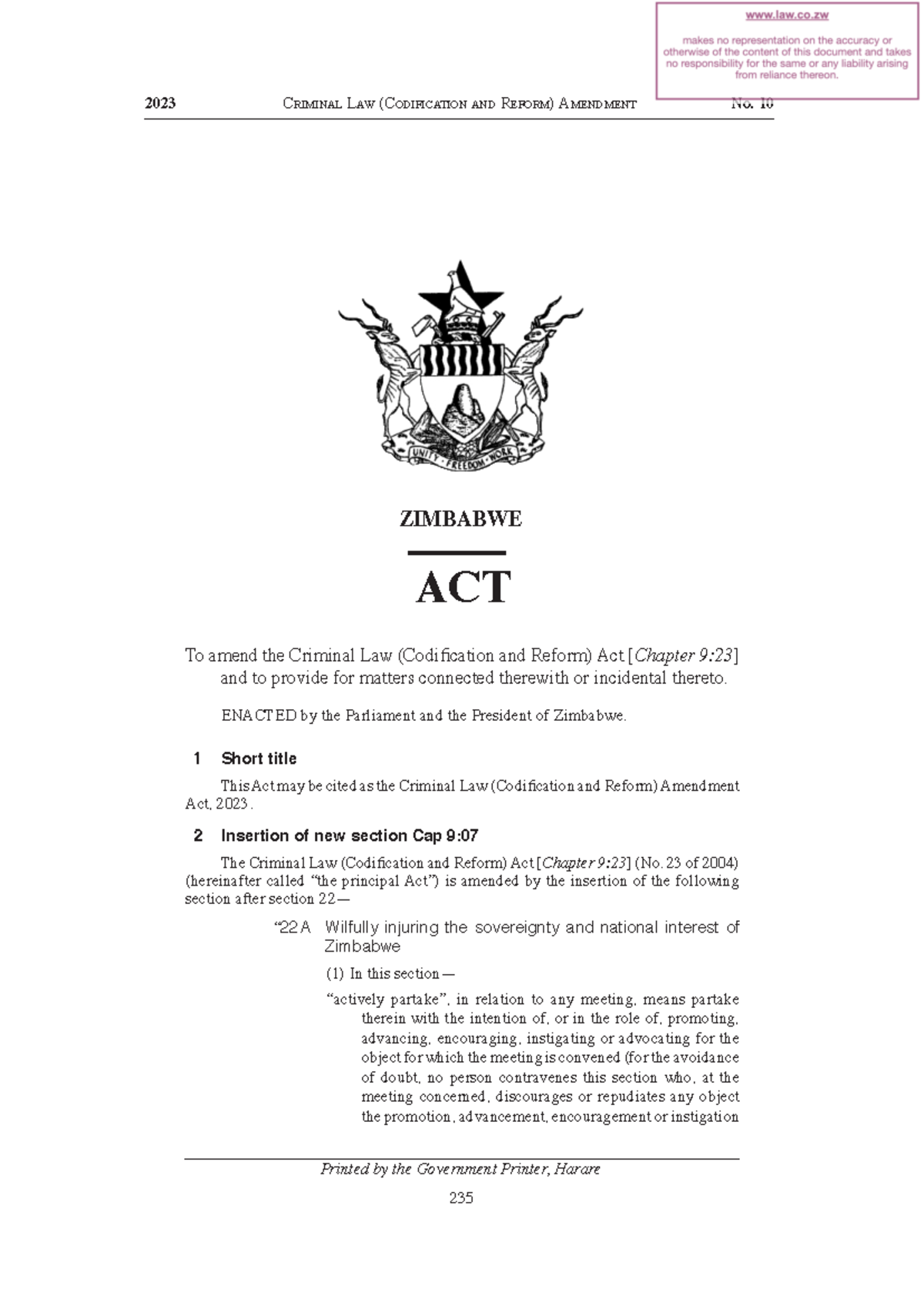 67647-E Criminal LAW Codification AND Reform Amendment ACT Final ...