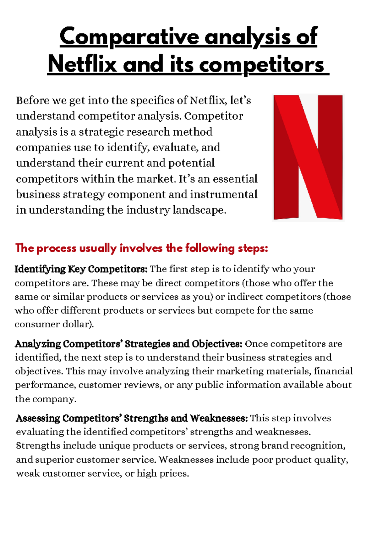 Comparative analysis of Netflix and its competitors - Comparative ...
