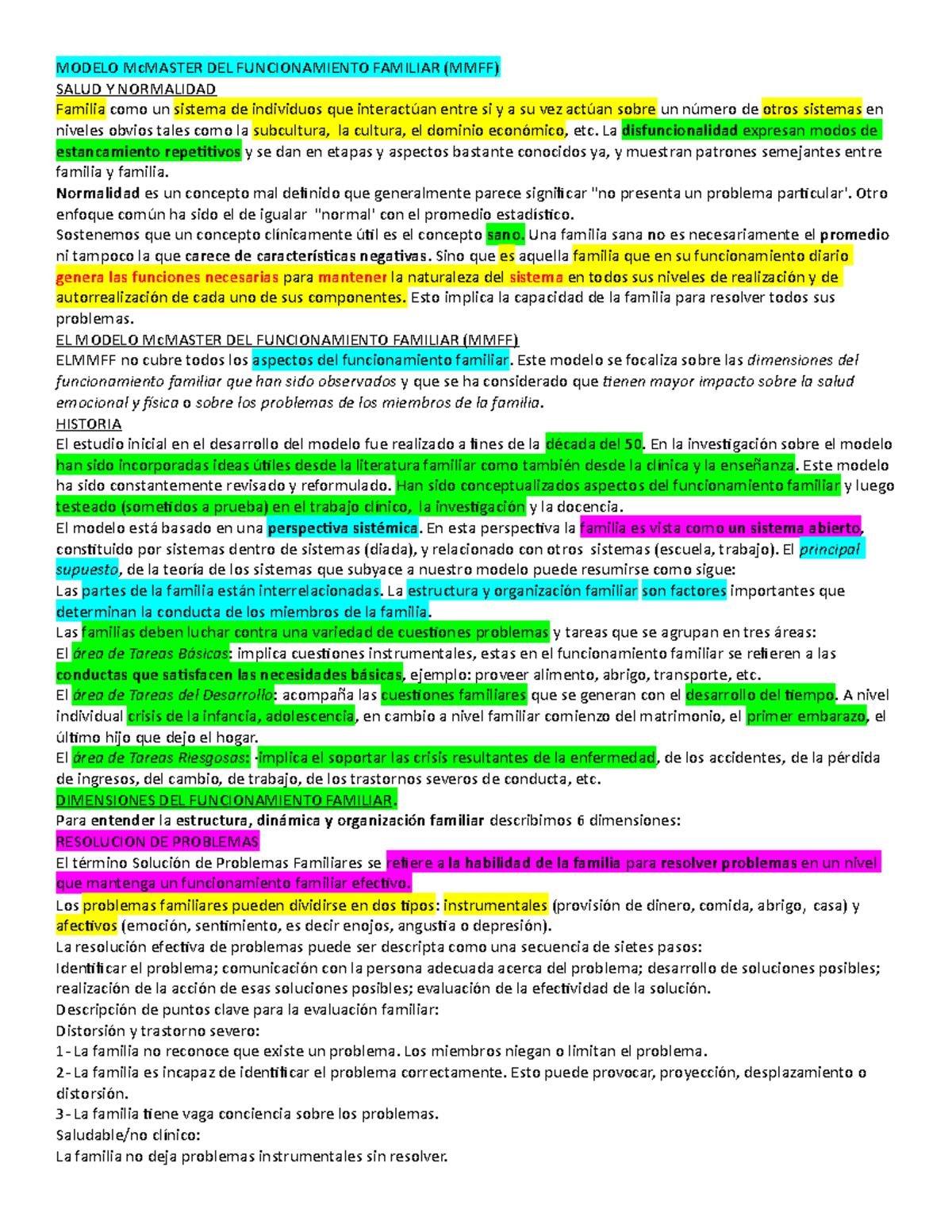 Modelo Mc Master DEL Funcionamiento Familiar - MODELO McMASTER DEL FUNCIONAMIENTO FAMILIAR (MMFF ...