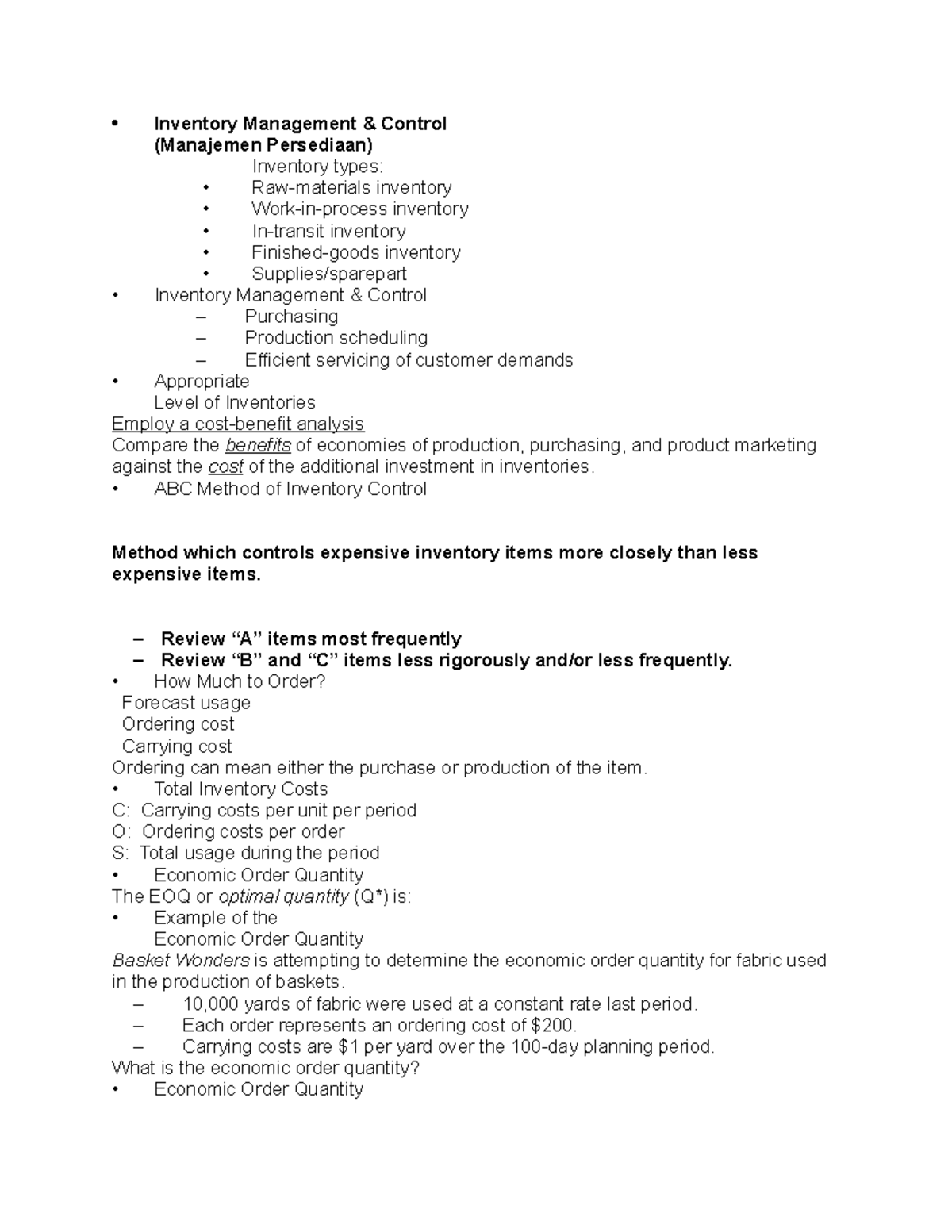Inventory Management 2 ABC Method Of Inventory Control Method Which