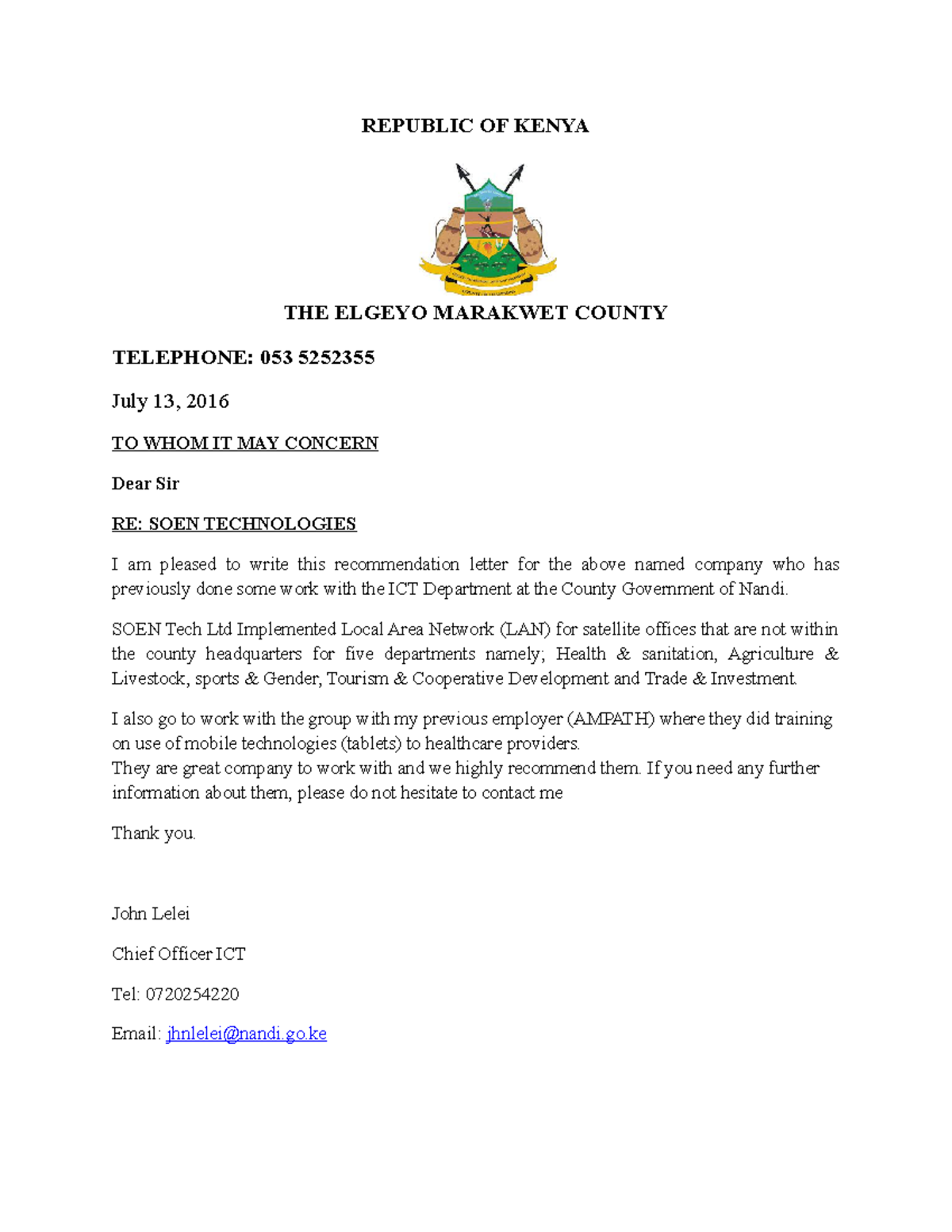 Republic OF Kenya - Lecture notes 8 - REPUBLIC OF KENYA THE ELGEYO ...