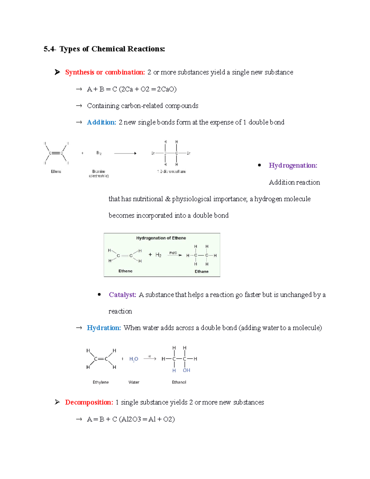 Quiz 1 Study Guide - Lecture notes Quiz 1 - 5- Types of Chemical ...