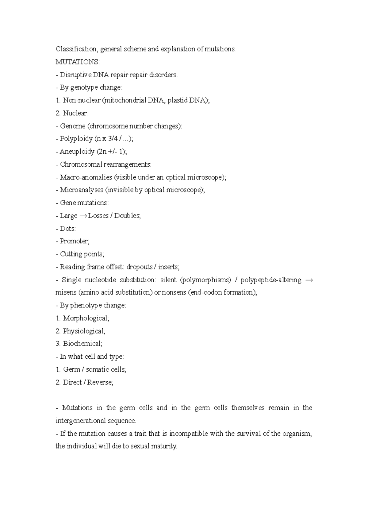 Classification, general scheme and explanation of mutations - MUTATIONS ...