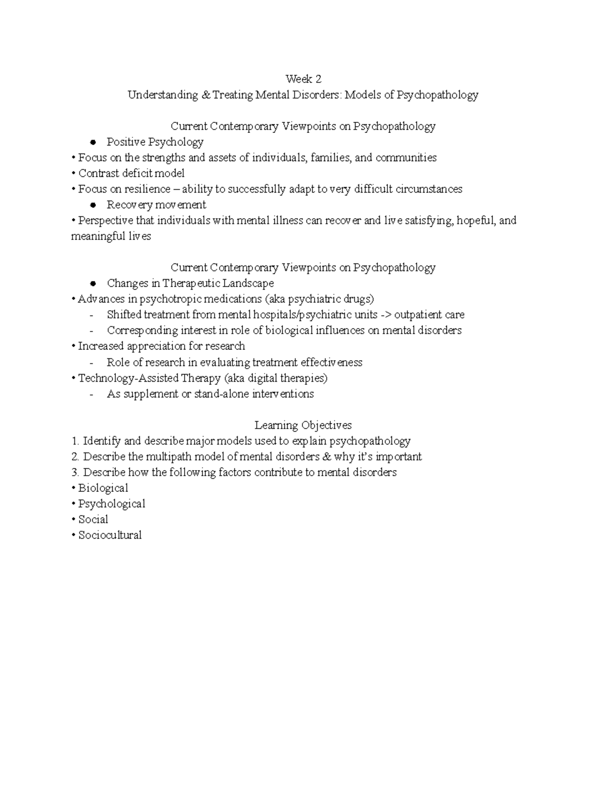 Psyc 340 Lesson 2 - Week 2 Understanding & Treating Mental Disorders ...