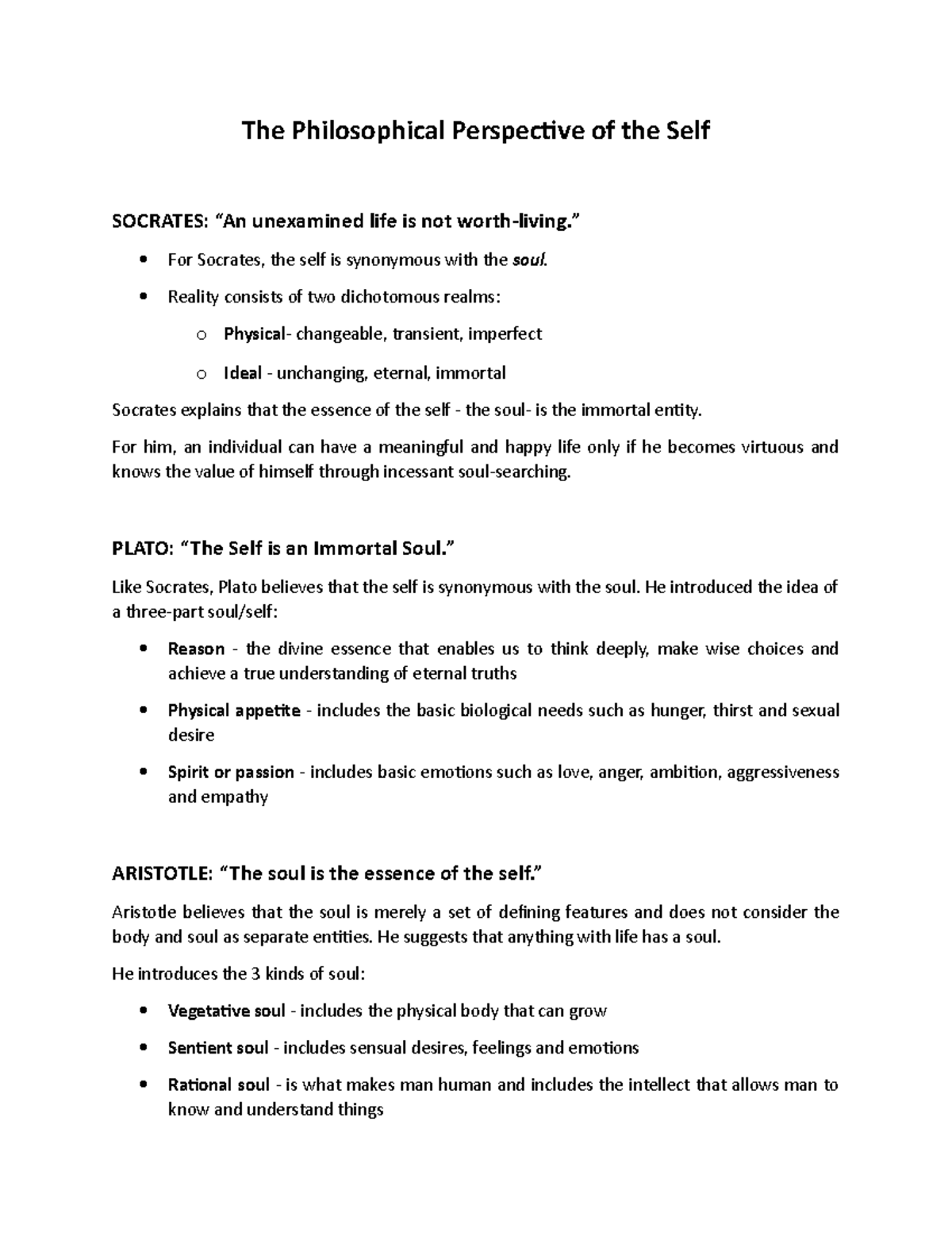 The Philosophical Perspective of the Self - The Philosophical ...