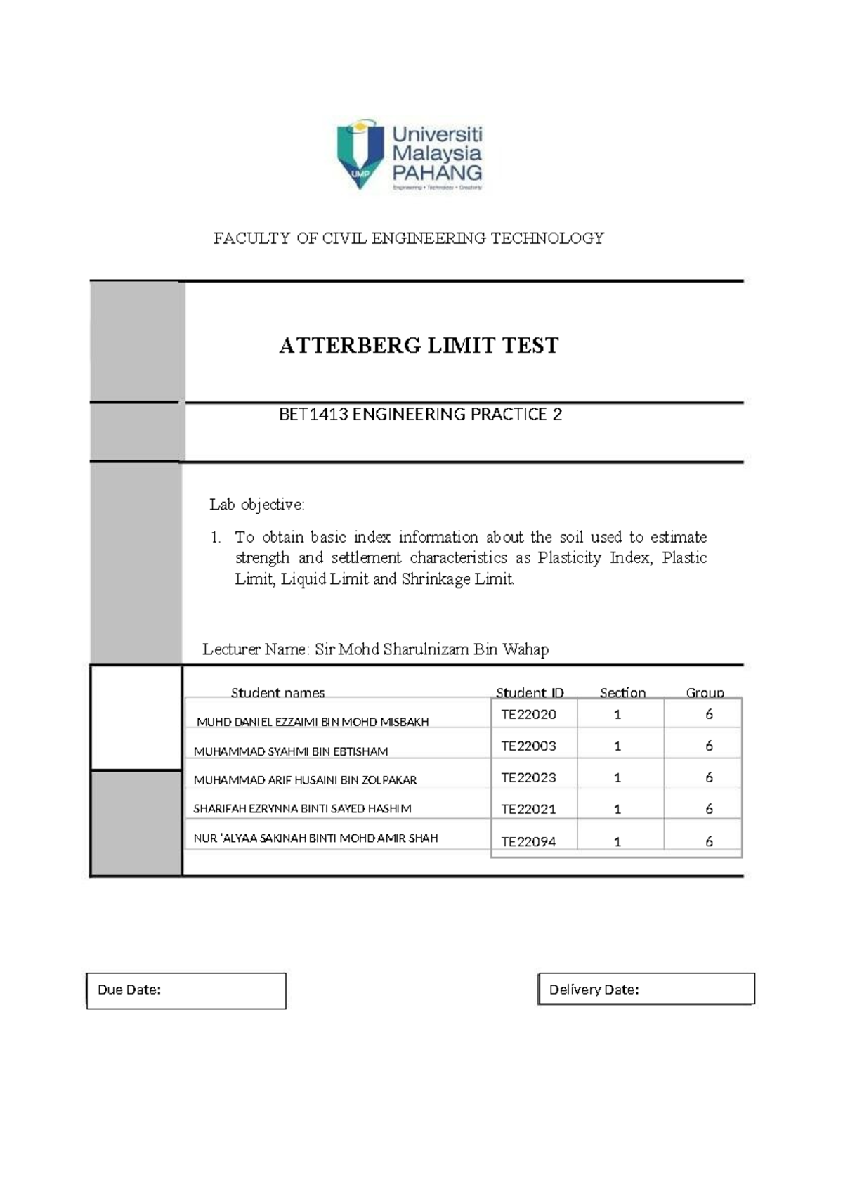Atterberg Limit - education - FACULTY OF CIVIL ENGINEERING TECHNOLOGY ...