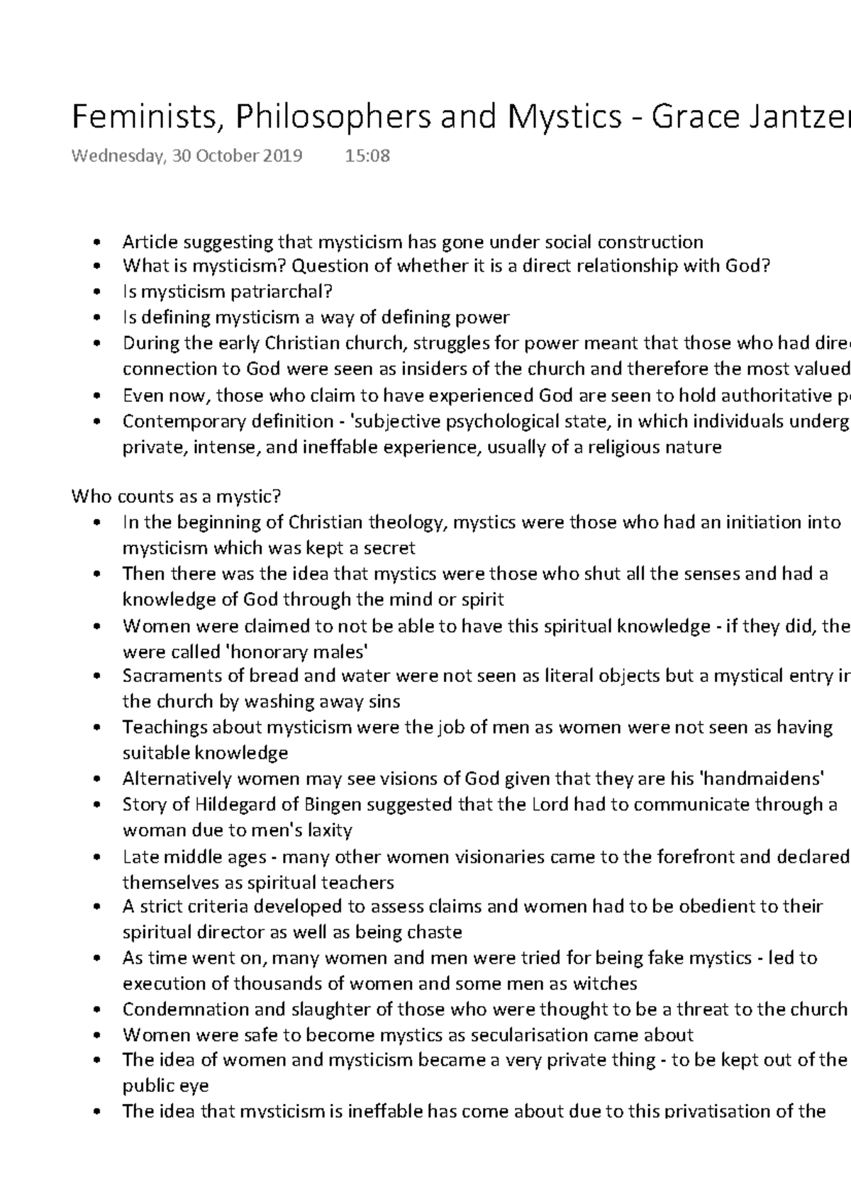 Feminists, Philosophers and Mystics - Grace Jantzen - Article ...