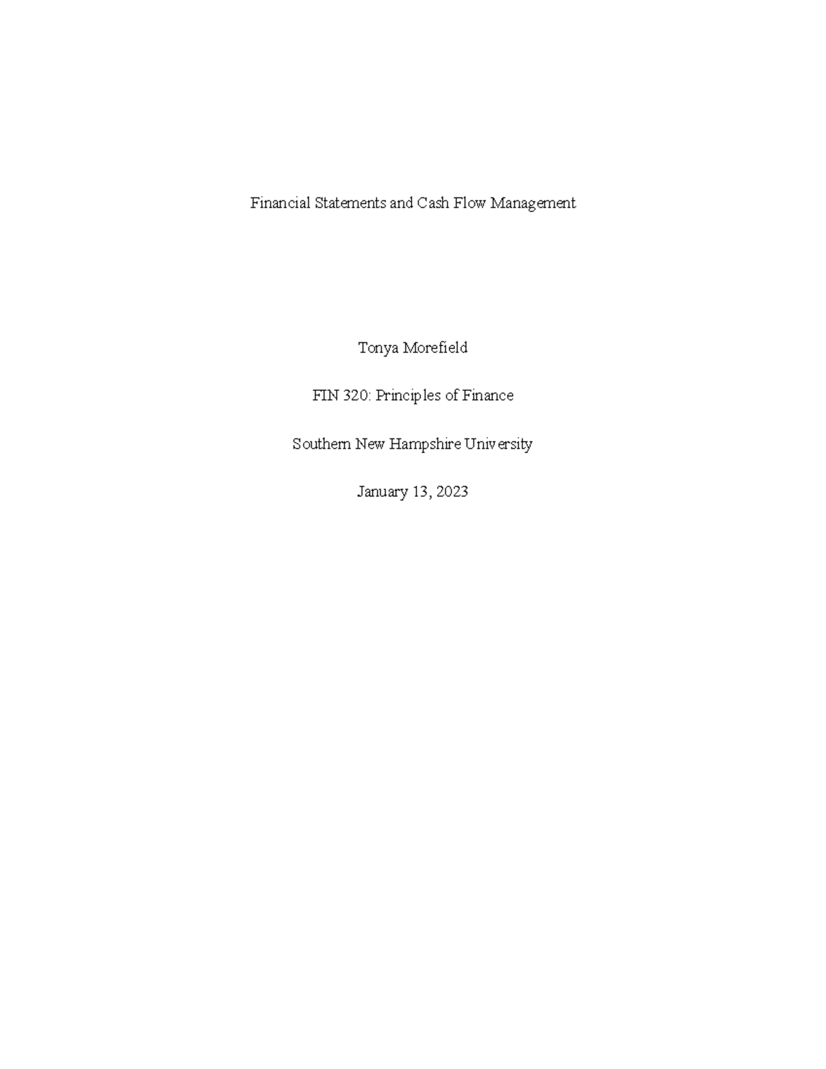 Financial Statements and Cash Flow Management - JNJ was originally ...