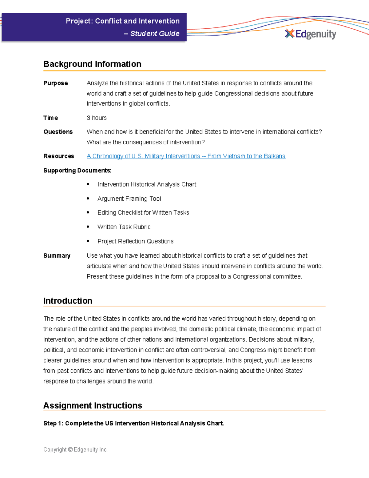 01 Conflictand Intervention Student Guide - Project: Conflict and ...
