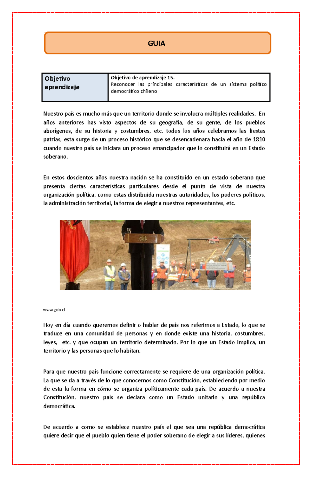 GUIA 2 unidad 1 - Objetivo aprendizaje Objetivo de aprendizaje 15 ...