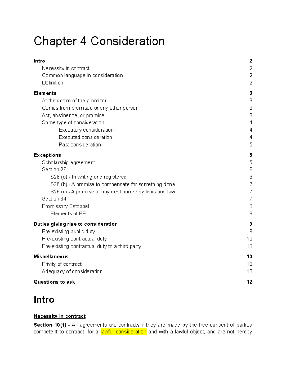 04 Consideration (Elements of Contract) - Contract I - Studocu