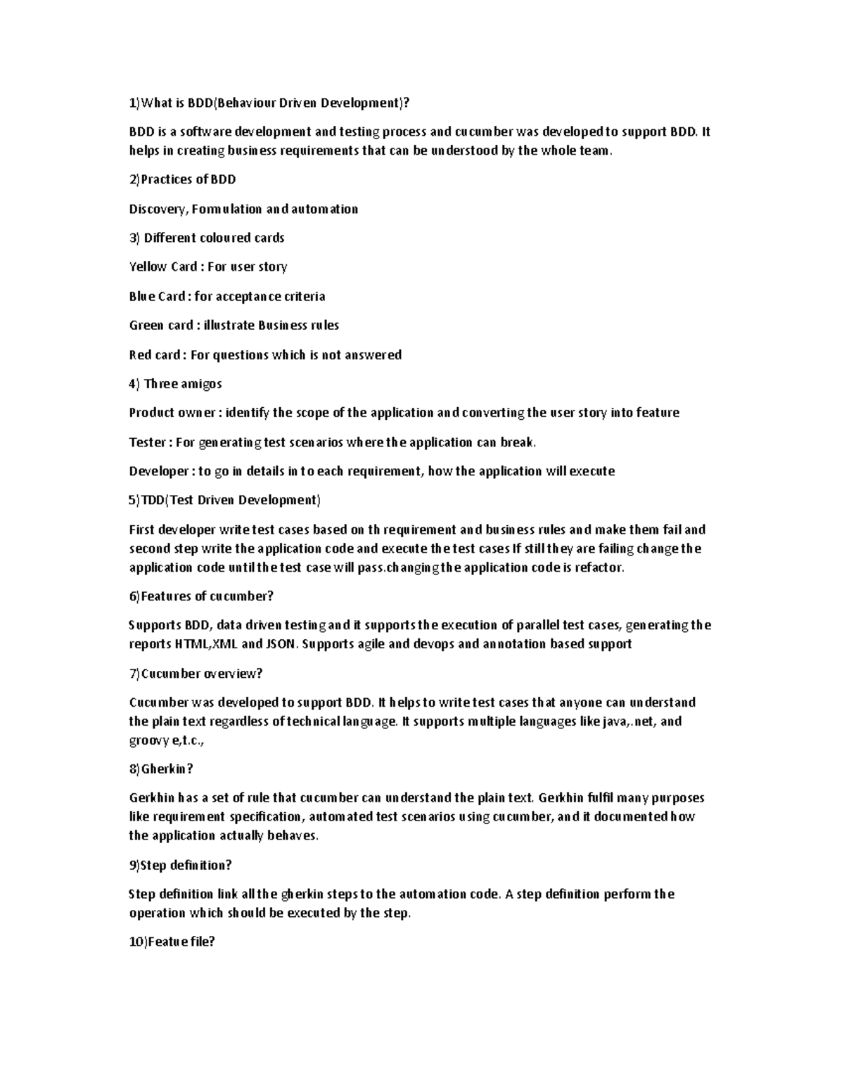 Cucumber viva 1 - Yed - 1)What is BDD(Behaviour Driven Development ...