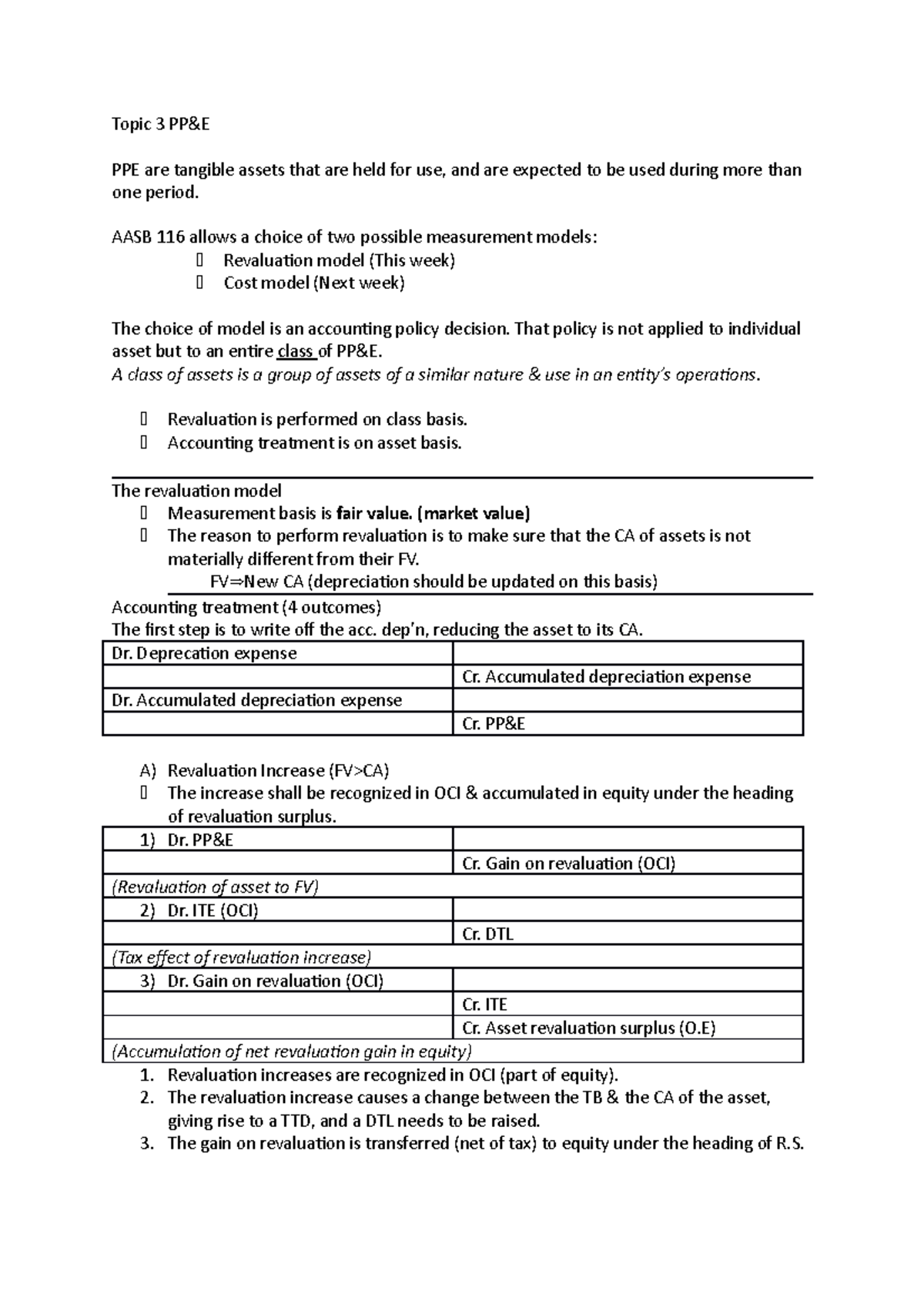 Topic 3 PP&E - tutorial work - Topic 3 PP&E PPE are tangible assets ...