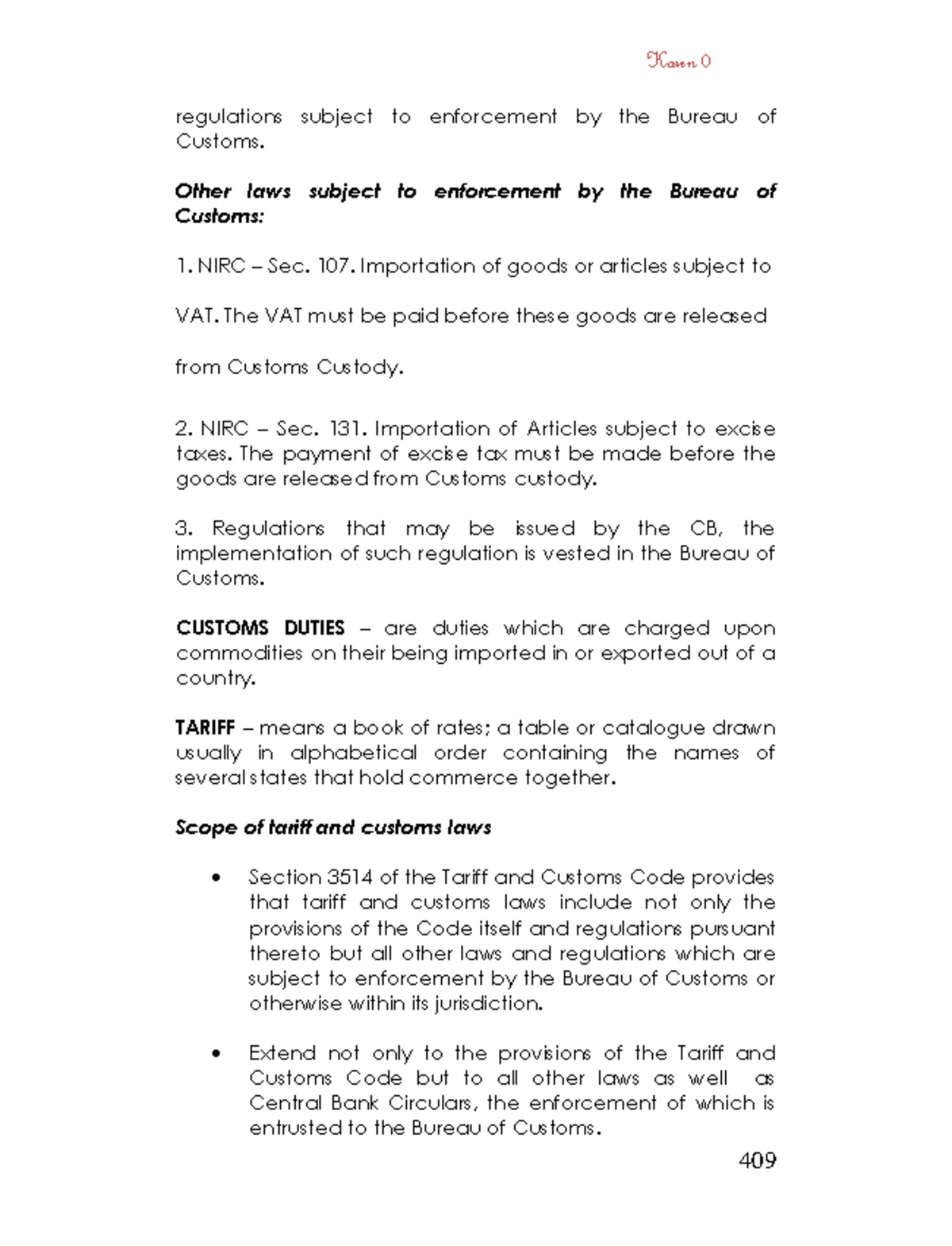 Taxation 137 - Karen o 409 regulations subject to enforcement by the ...