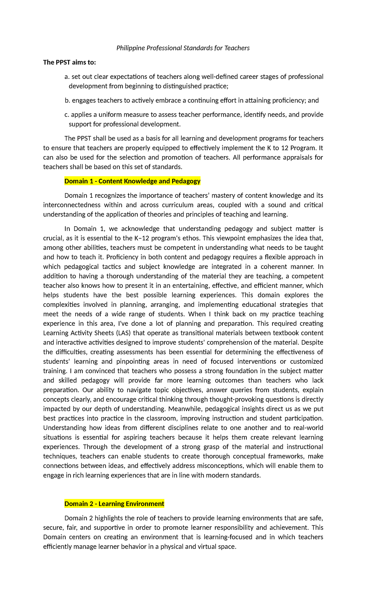 Philippine Professional Standards for Teachers - set out clear ...