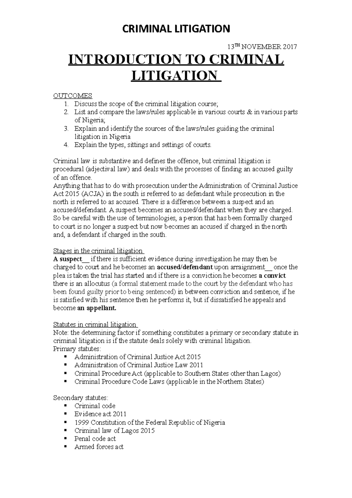 TINU'S Criminal Litigation Notes - CRIMINAL LITIGATION 13TH NOVEMBER ...