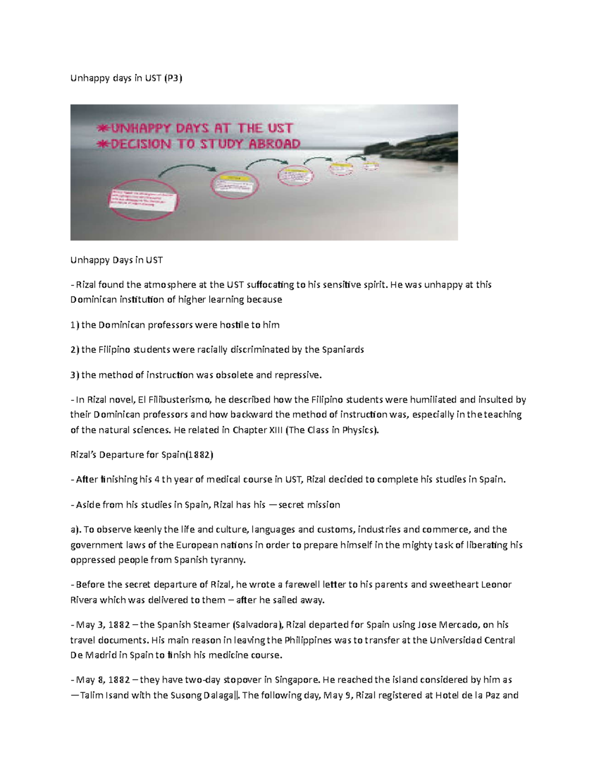 Rizal'S LIFE(Part3)-WPS Office - Unhappy days in UST (P3) Unhappy Days ...