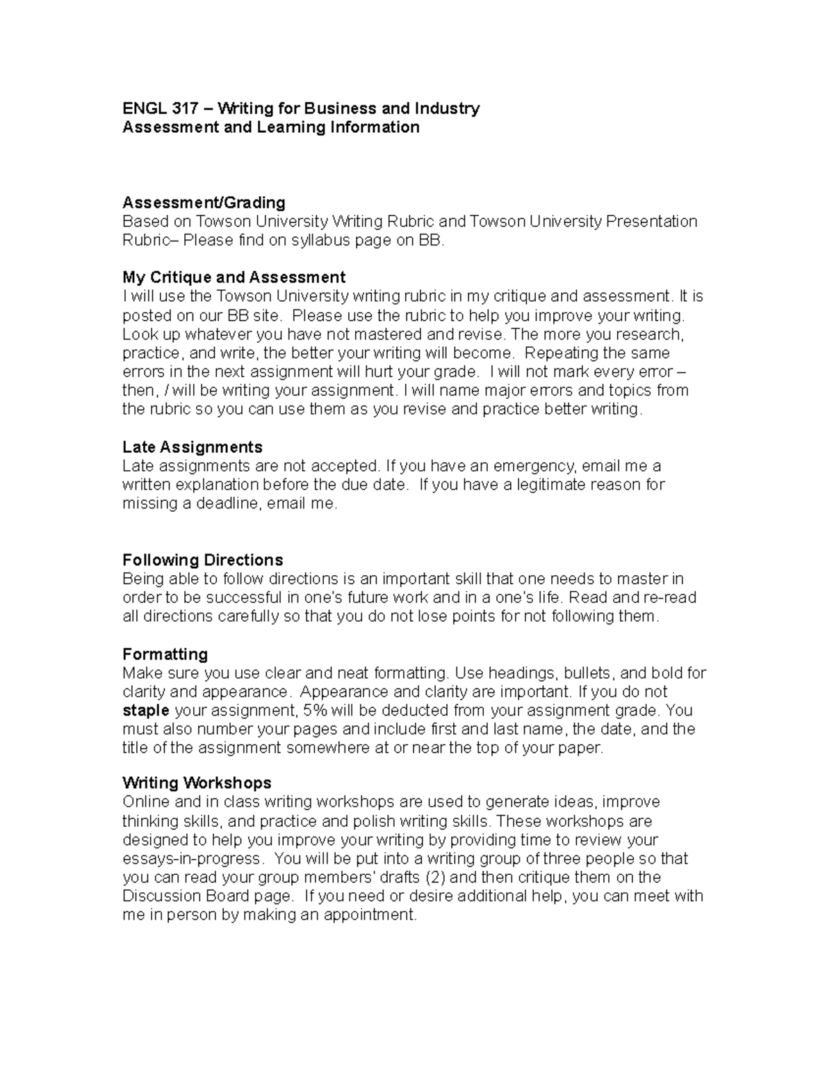 ENGL 317 Assessment And Learning Info Writing For Business And engl-317-assessment-and-learning-info-writing-for-business-and