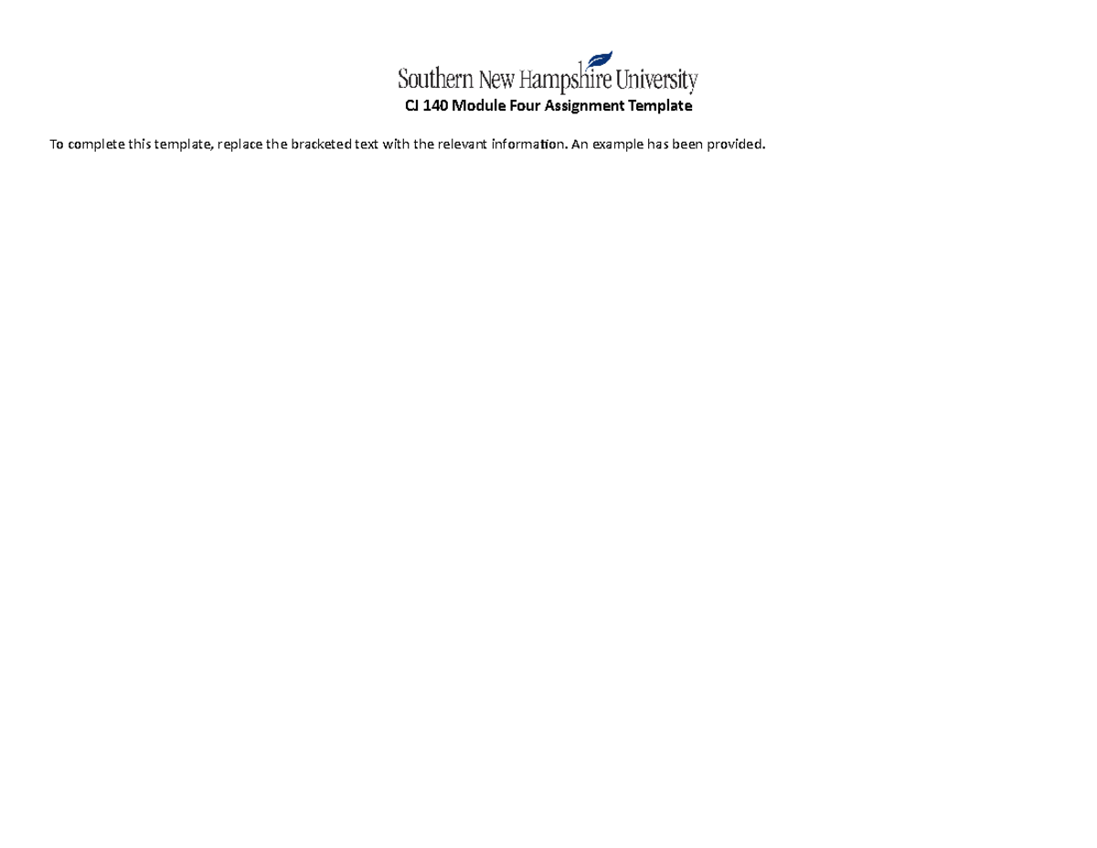 CJ 140 Module Four Assignment Template - An example has been provided ...