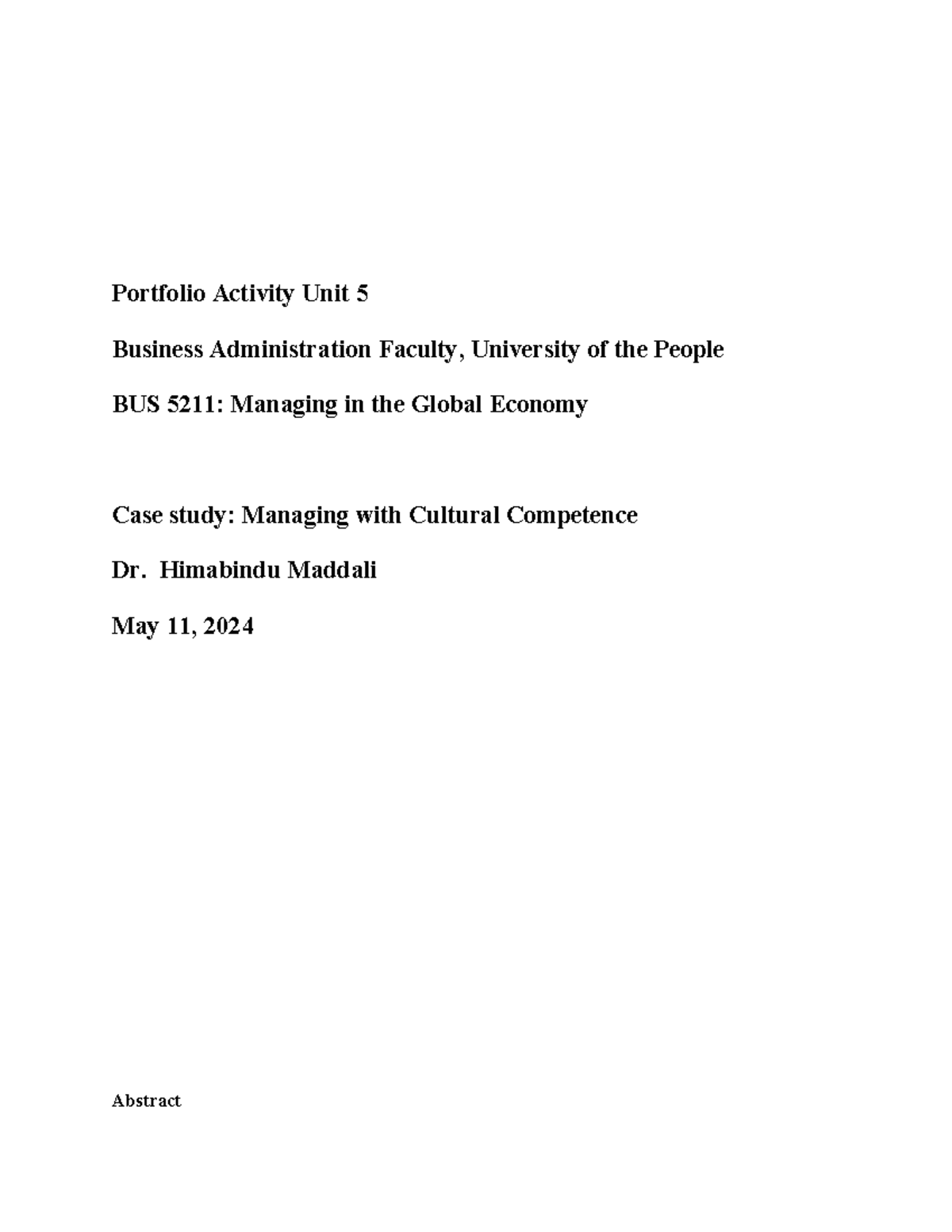 Portfolio assignment week-5 - Portfolio Activity Unit 5 Business ...