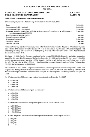 Copy of CPAR Tax Batch 91 First Preboard Solutions - CPA Review School of the Philippines Manila ...