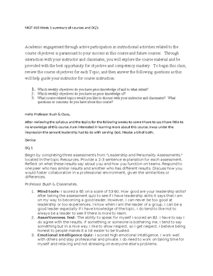 MGT 410 Week 4 assignment done - Rokeach Values Survey Reflection ...