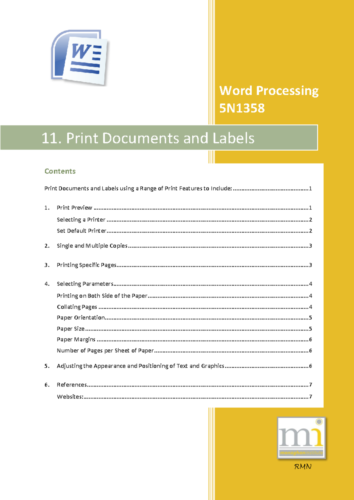 Lo11 print documents and labels - Word Processing 11. Print Documents ...