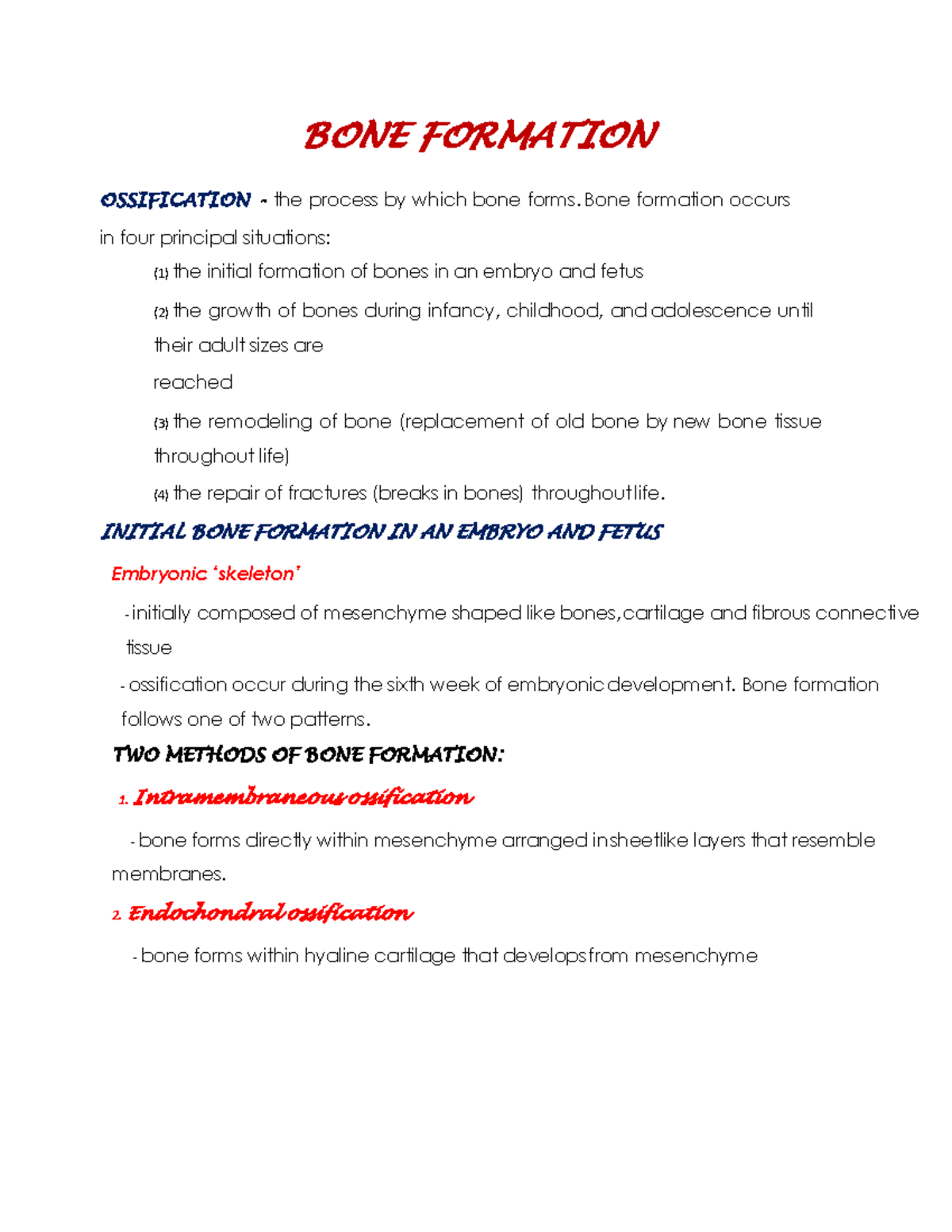 BONE Formation - guide and reference - BONE FORMATION OSSIFICATION-the ...