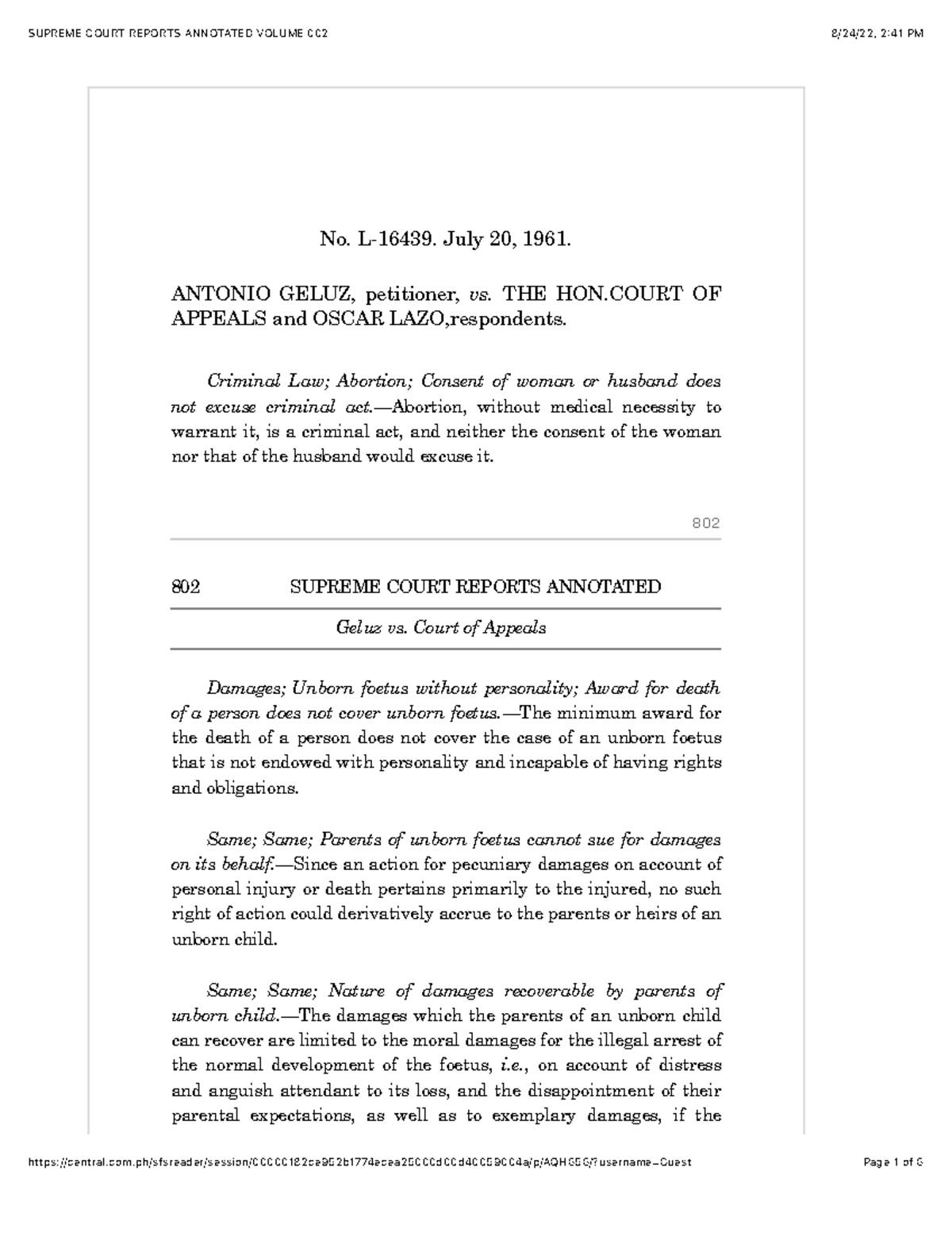 26. Geluz v. CA, . 2 SCRA 801 July 20, 1961 - No. L-16439. July 20 ...