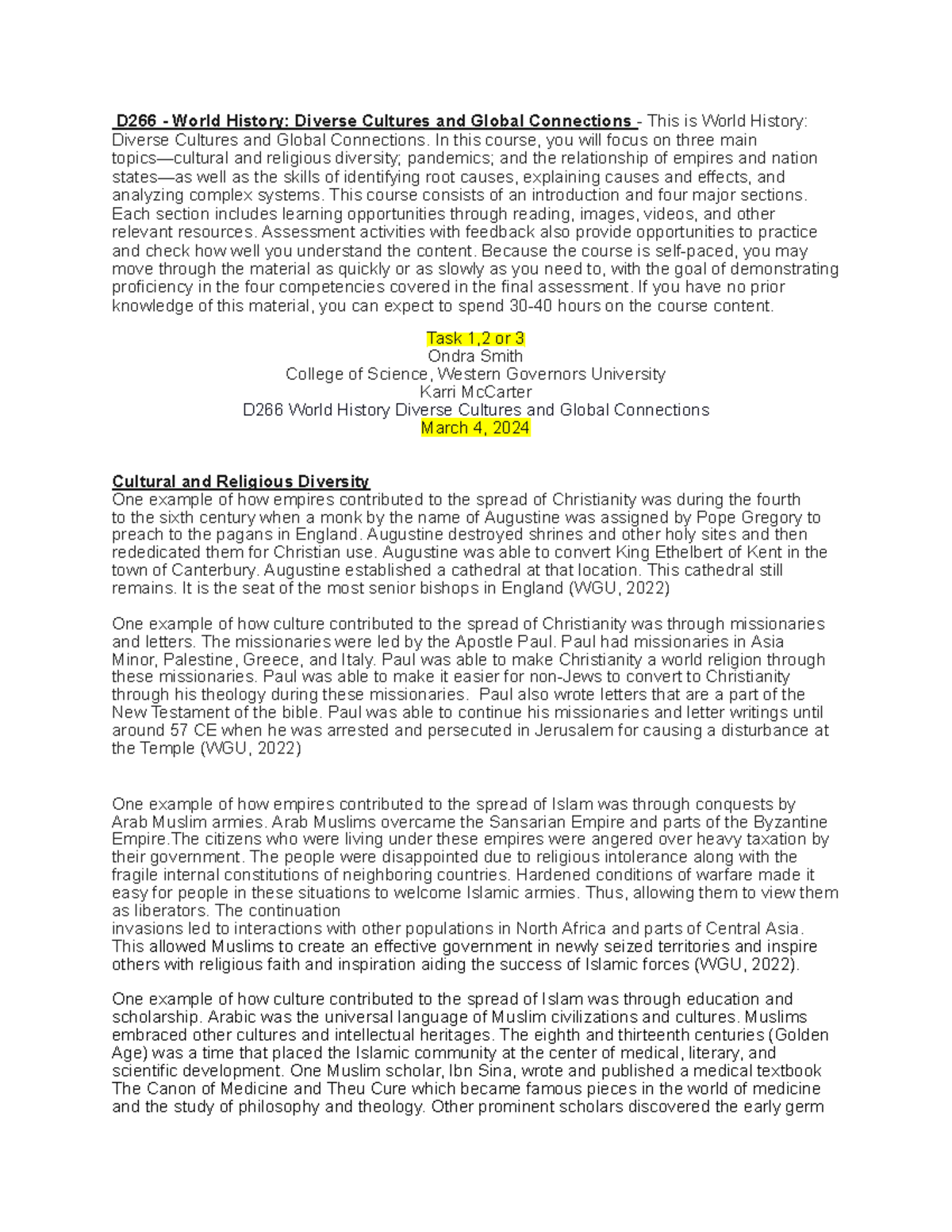 World History - Diverse Cultures and Global Connections - In this ...