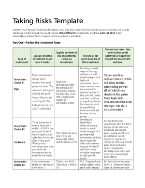 Taking risks - .... - Taking Risks Template Use this chart to take ...